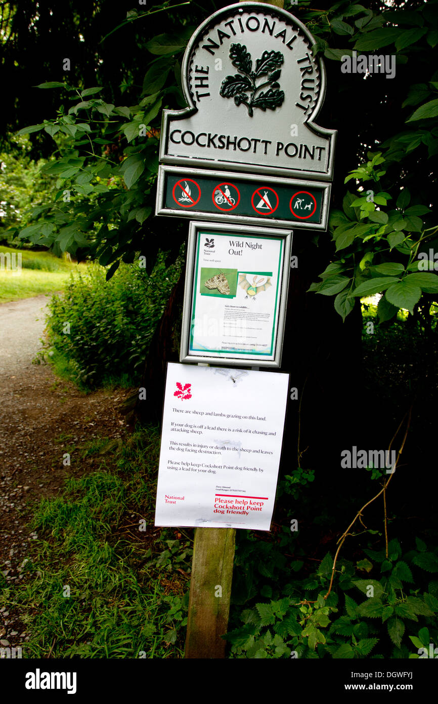 The National Trust Cockshot Point on Lake Windermere sign Stock Photo ...