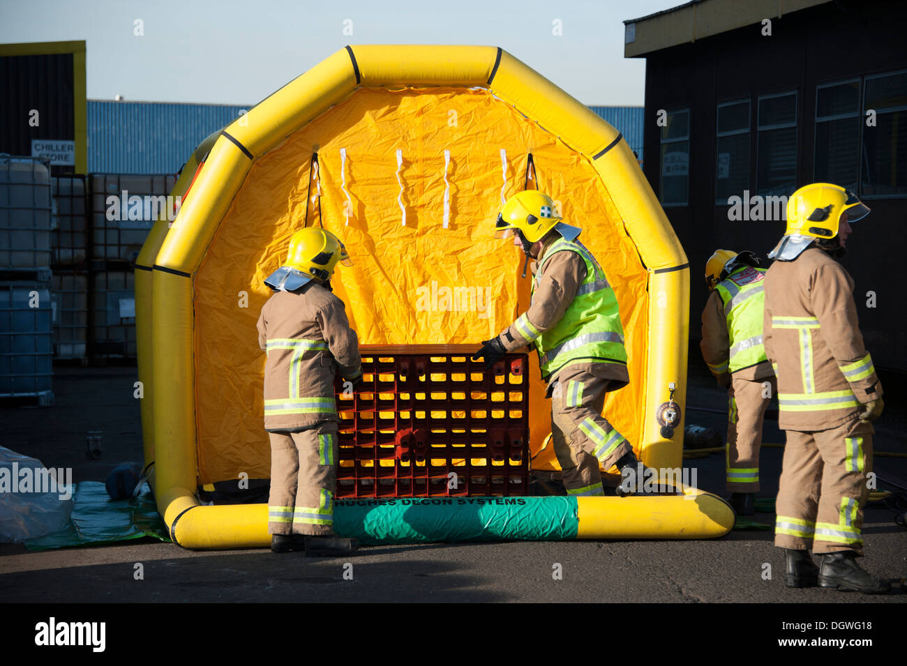 Firefighters Mass Decontamination Shower Stock Photo - Alamy
