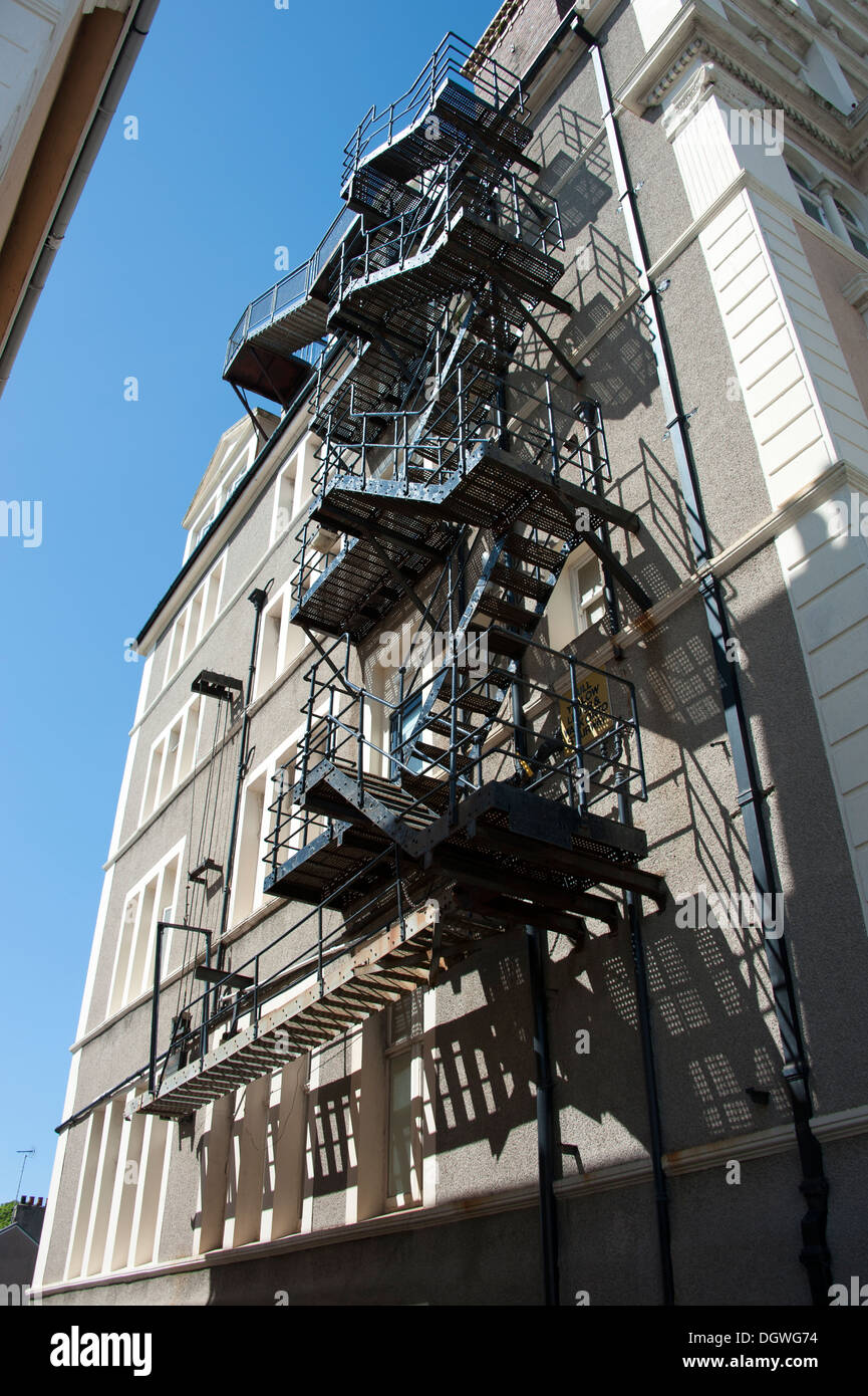 Steel Fire Escape on side of Hotel Stock Photo - Alamy