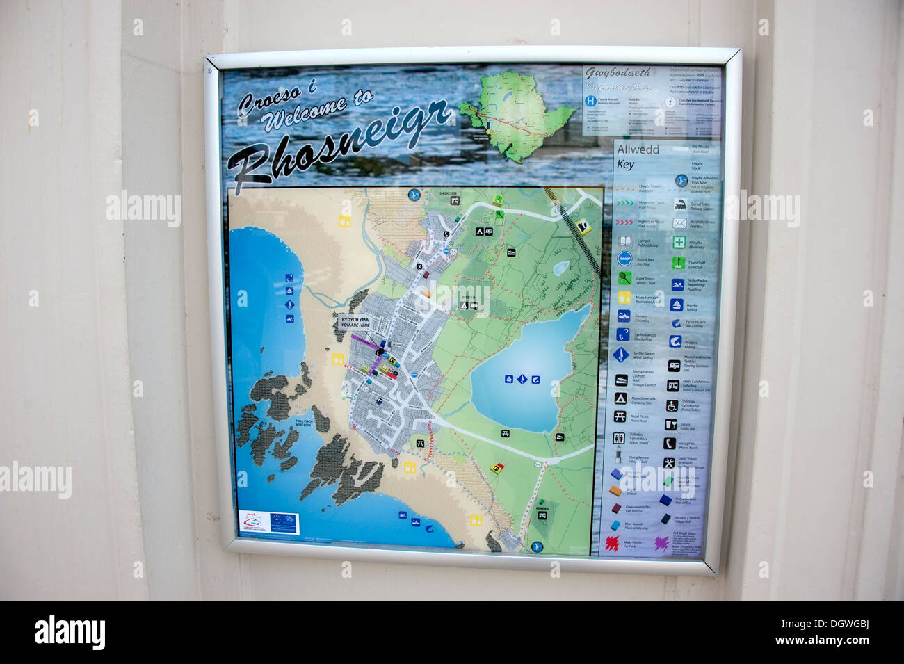 Tourist Map Rhosneigr Anglesey North Wales UK Stock Photo - Alamy