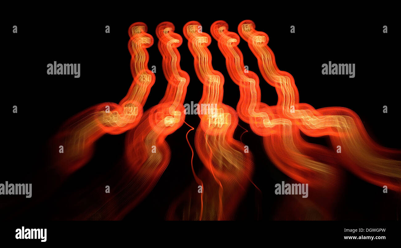 Lit up autobahn signs, freeway signs at night, long time exposure Stock ...