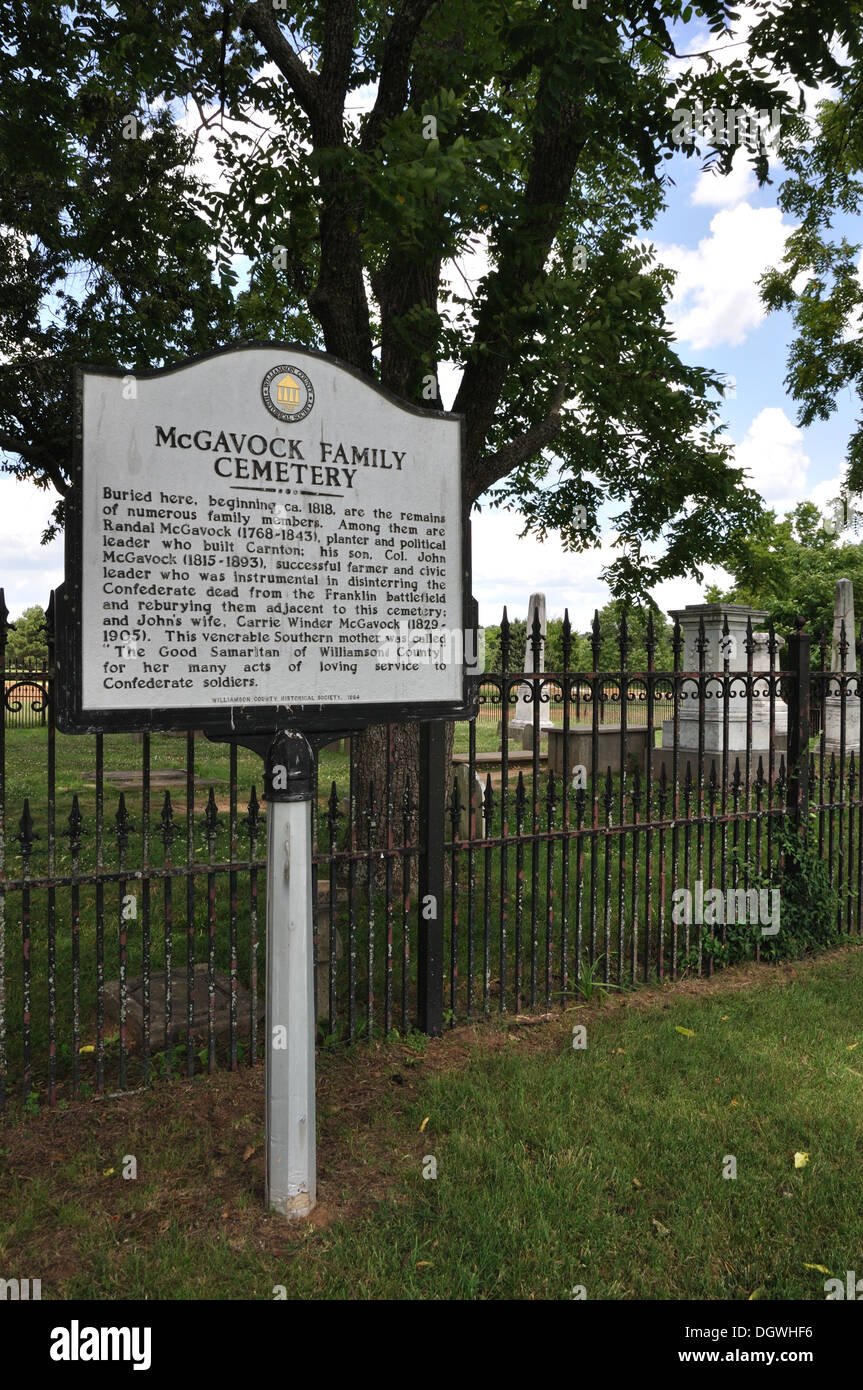 Mcgavock family cemetery hi-res stock photography and images - Alamy