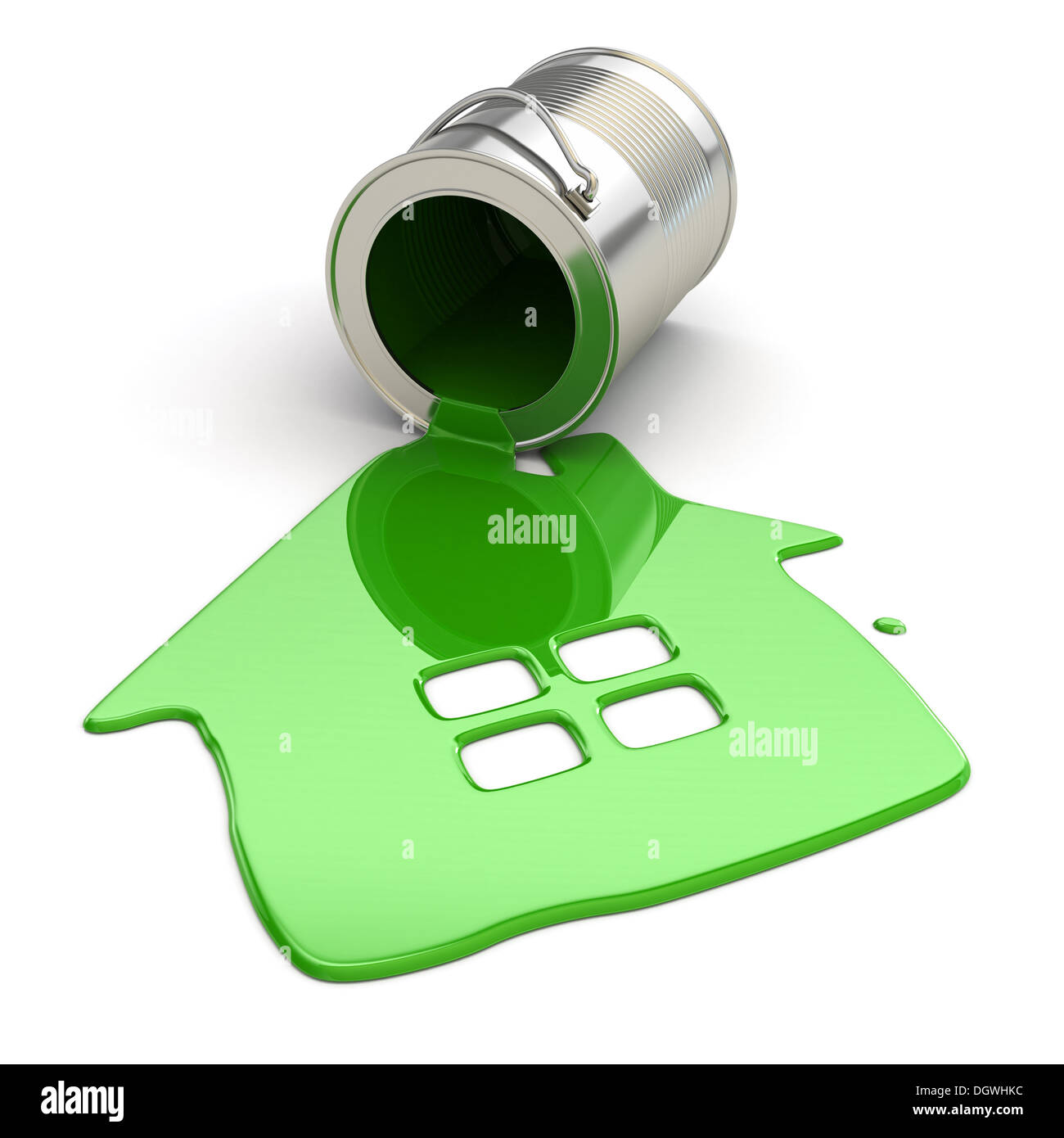 Spilt paint and house symbol. Paintig your home. 3d Stock Photo - Alamy