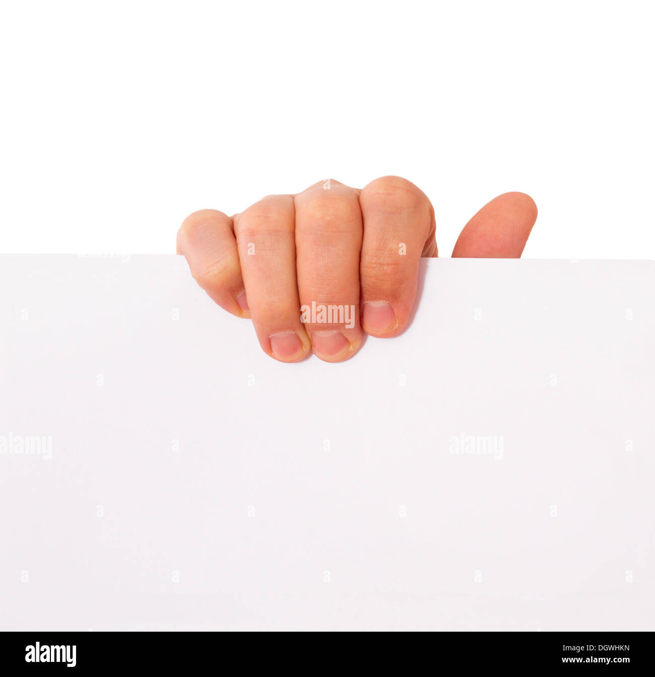 Advertising: Hand holding white empty paper Stock Photo - Alamy
