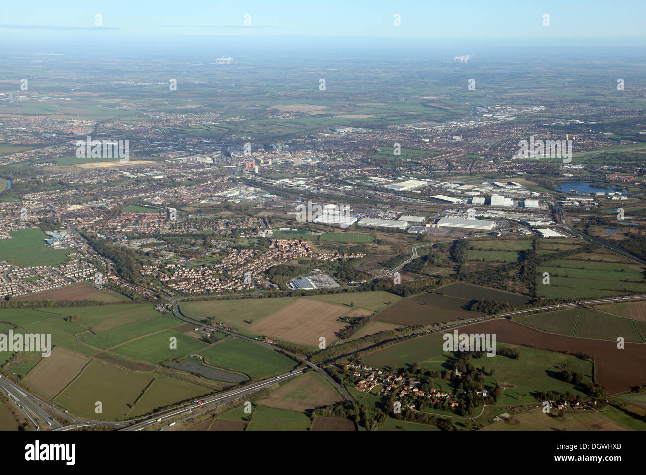 aerial view of Doncaster town centre skyline Stock Photo - Alamy