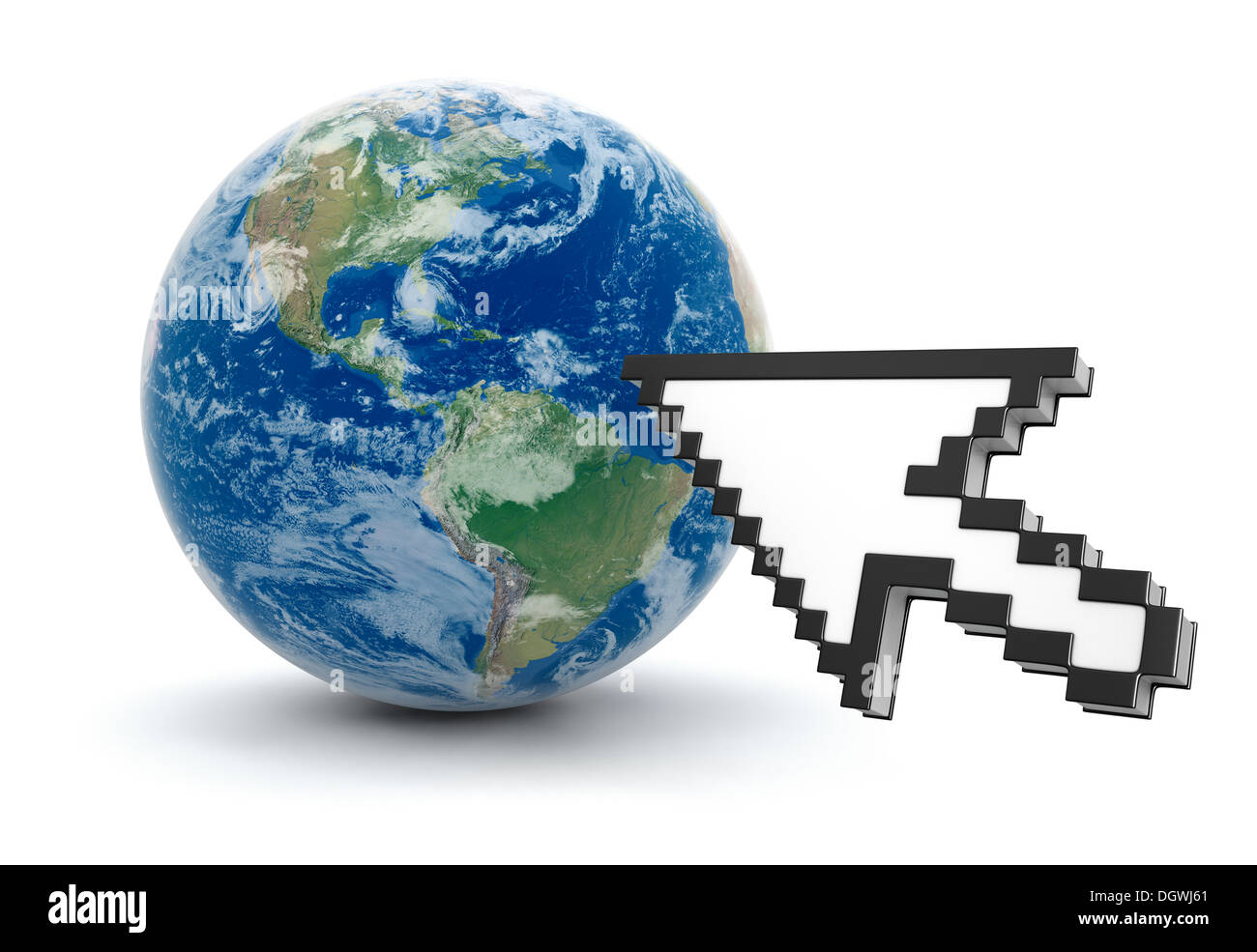 Cursor and Globe (clipping path included Stock Photo - Alamy
