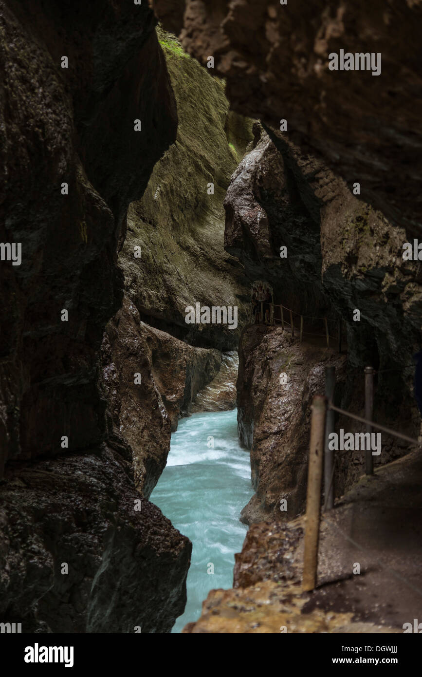 Partnachklamm gorge, Alpine river, Garmisch-Partenkirchen, Bavarian ...