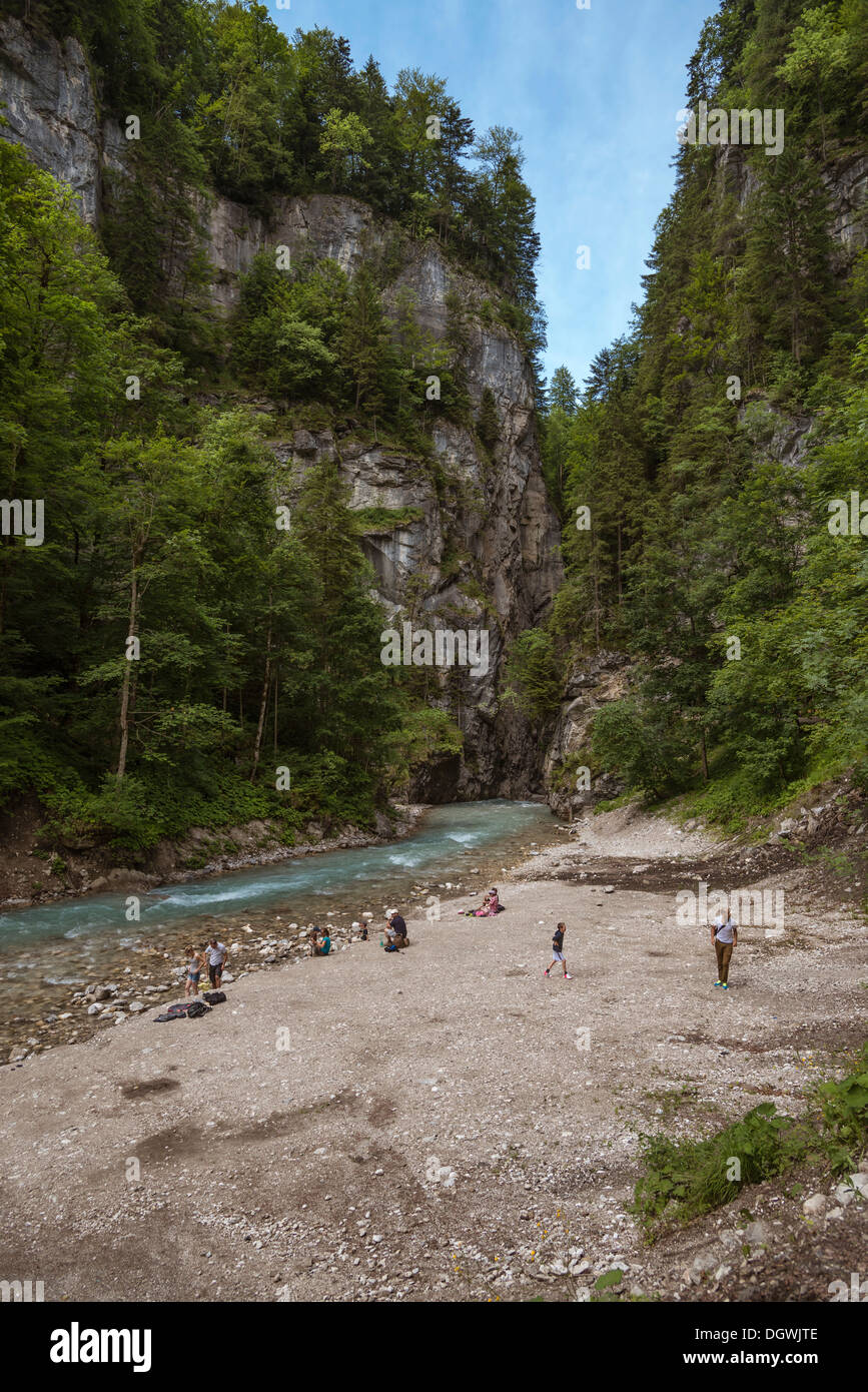 Partnach river, in front of Partnachklamm gorge, Alpine river, Garmisch ...