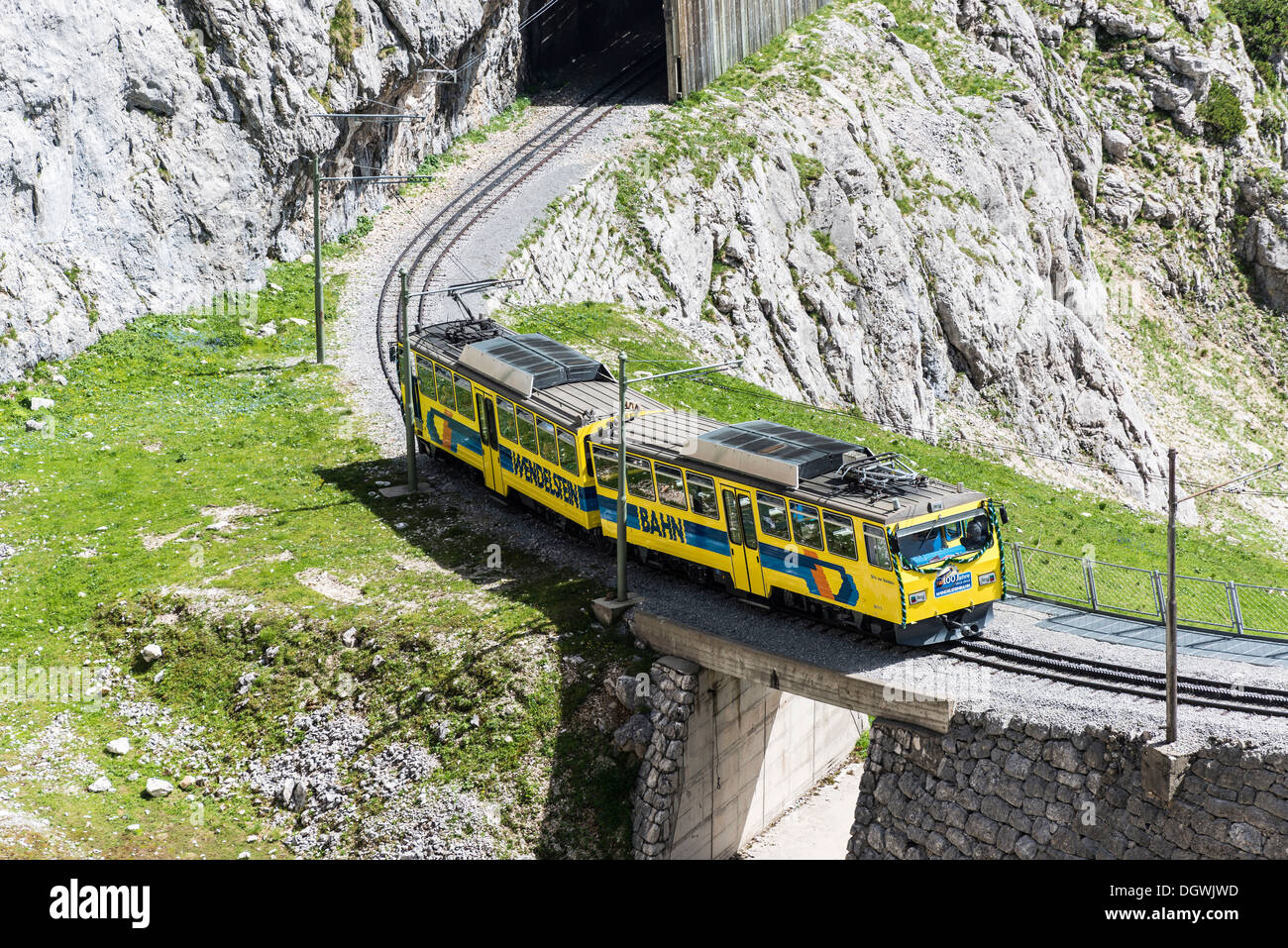 Wendelsteinbahn mountain railway on Wendelstein mountain, cog railway ...