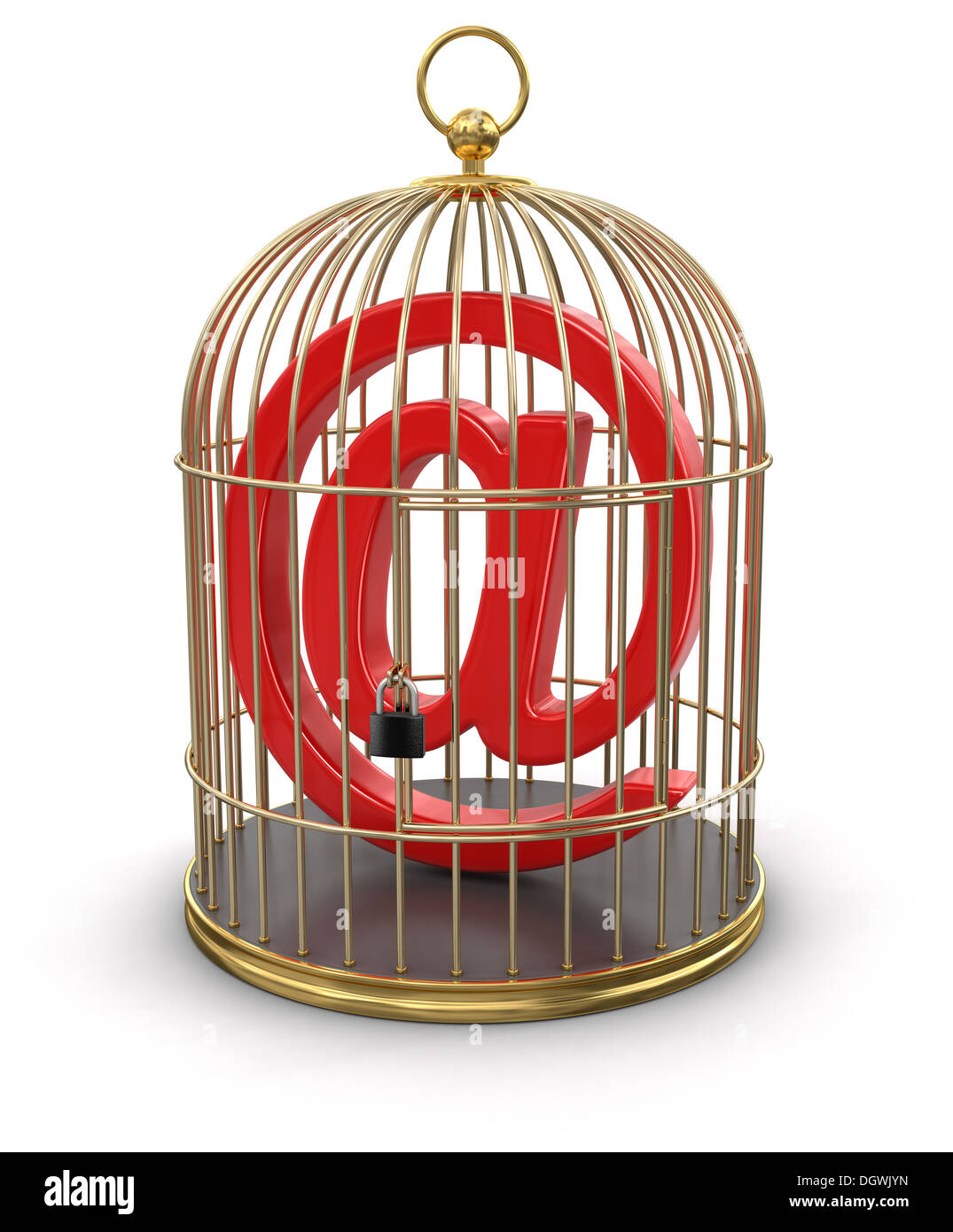 Gold Cage with E-Mail (clipping path included Stock Photo - Alamy