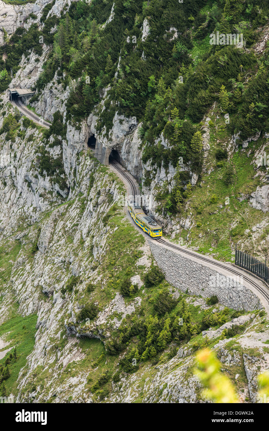 Wendelsteinbahn mountain railway on Wendelstein mountain, cog railway ...