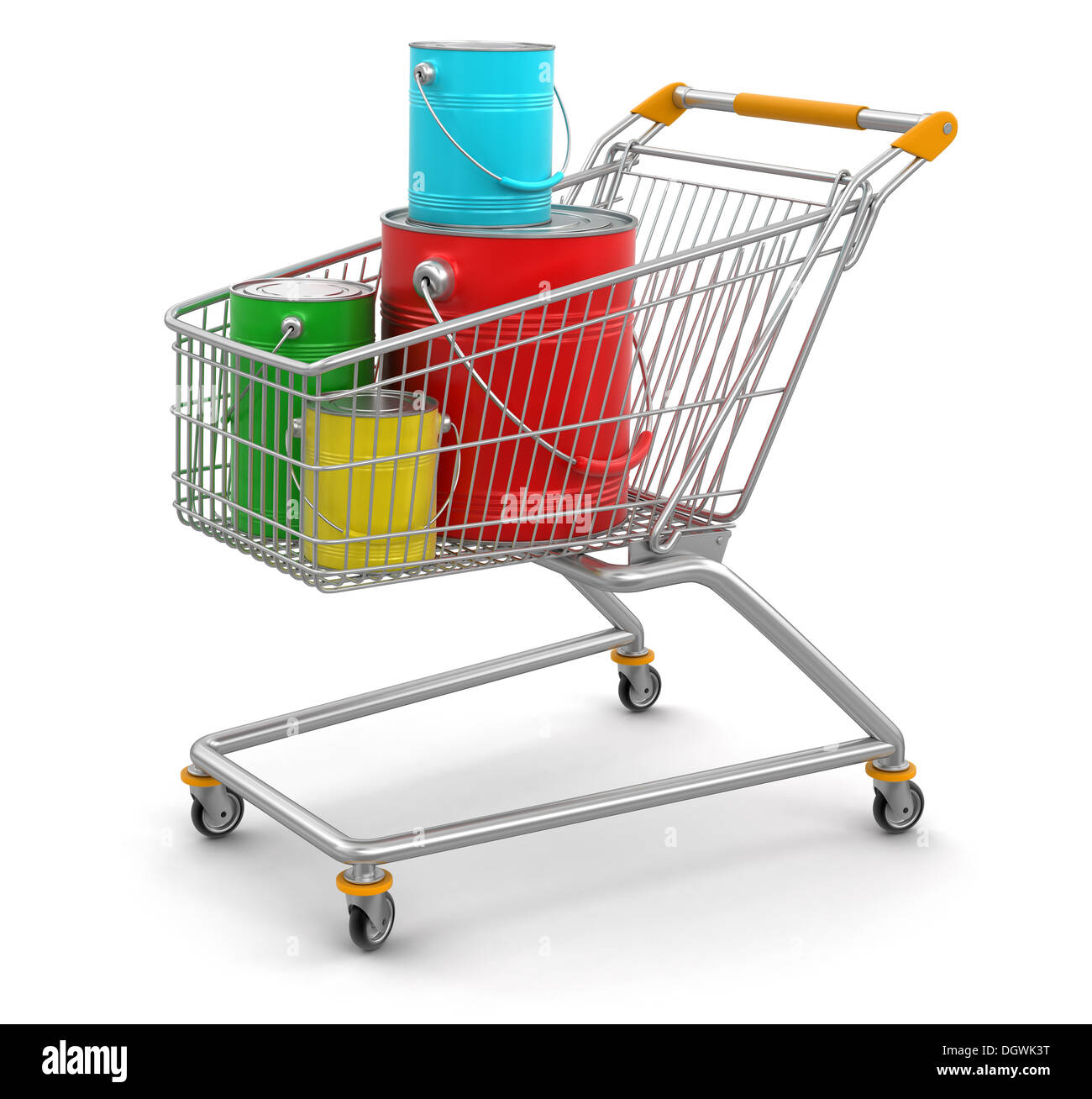Shopping Cart and Cans of paint (clipping path included Stock Photo - Alamy