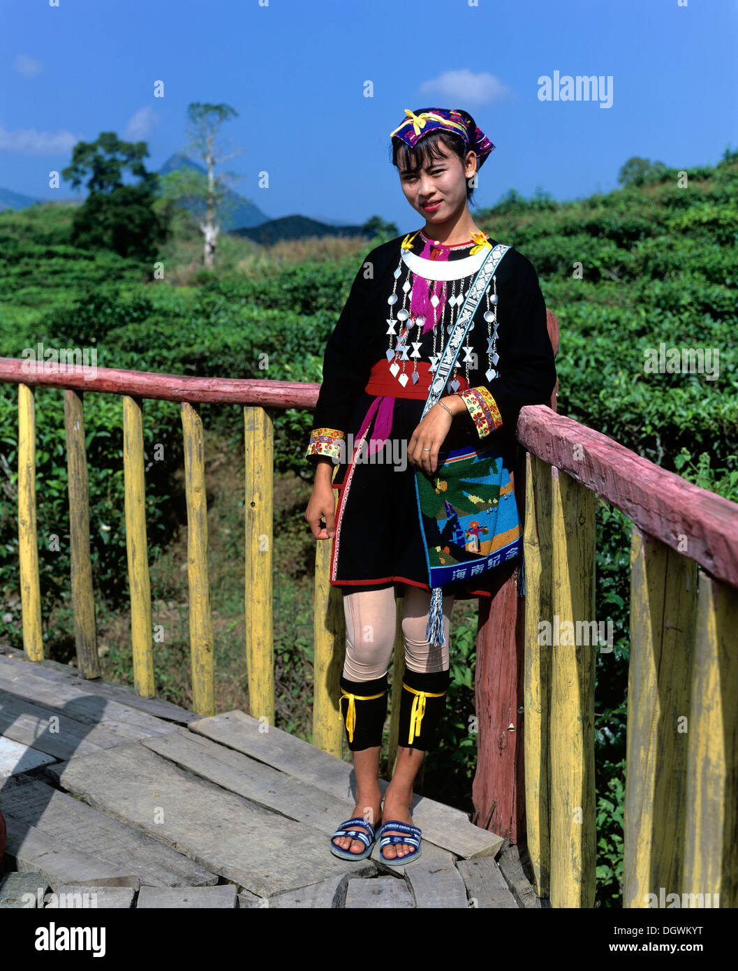 Miao girl wearing a traditional ethnic costume, Hainan, China, Asia ...