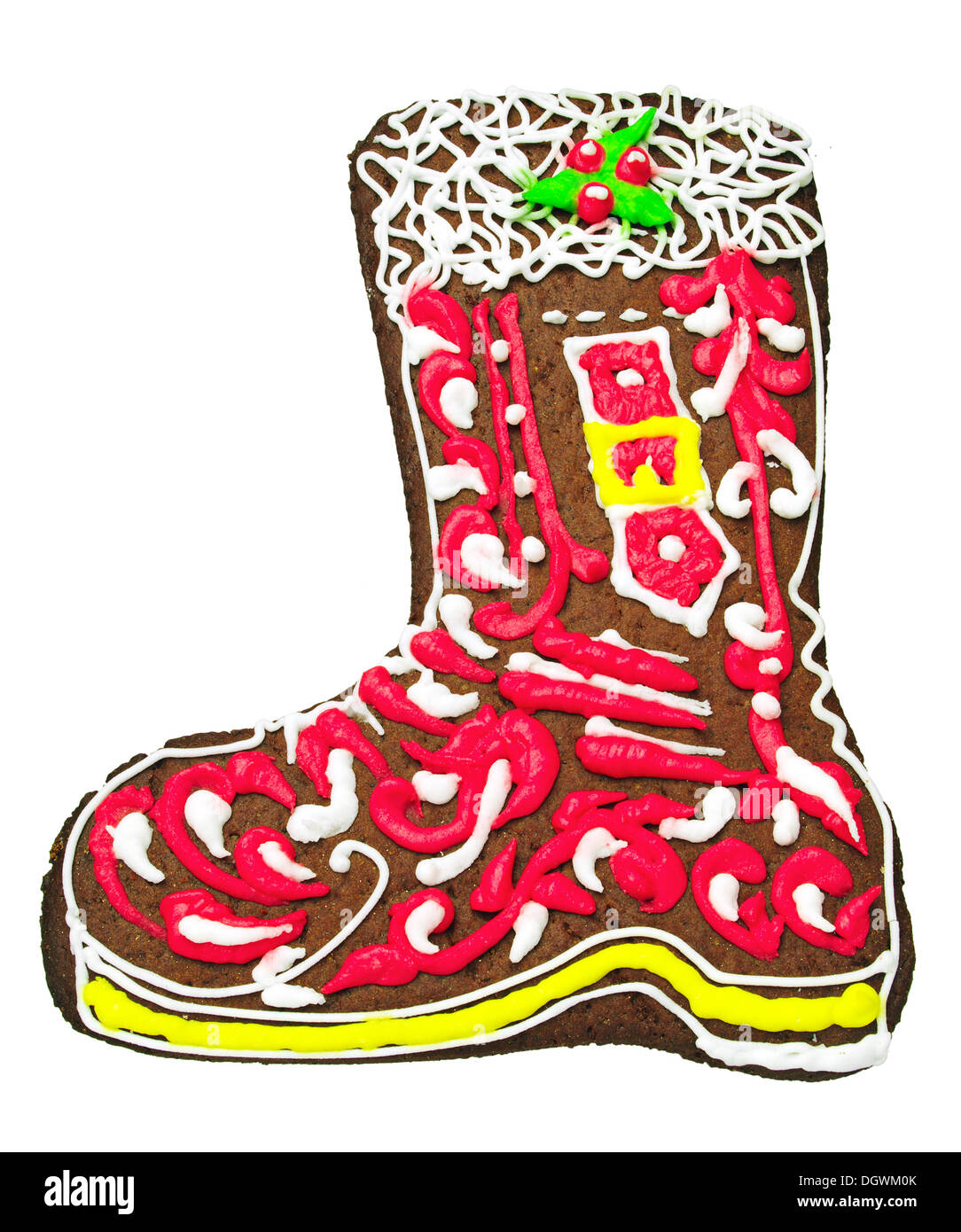 Christmas gingerbread in the shape of a boot isolated on white Stock ...
