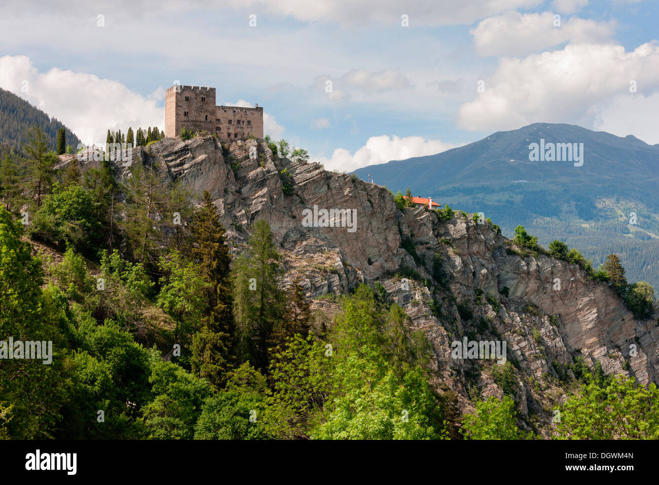 Burg Laudegg Castle, castle ruins at Ladis, slate rocks, Samnaun Group ...
