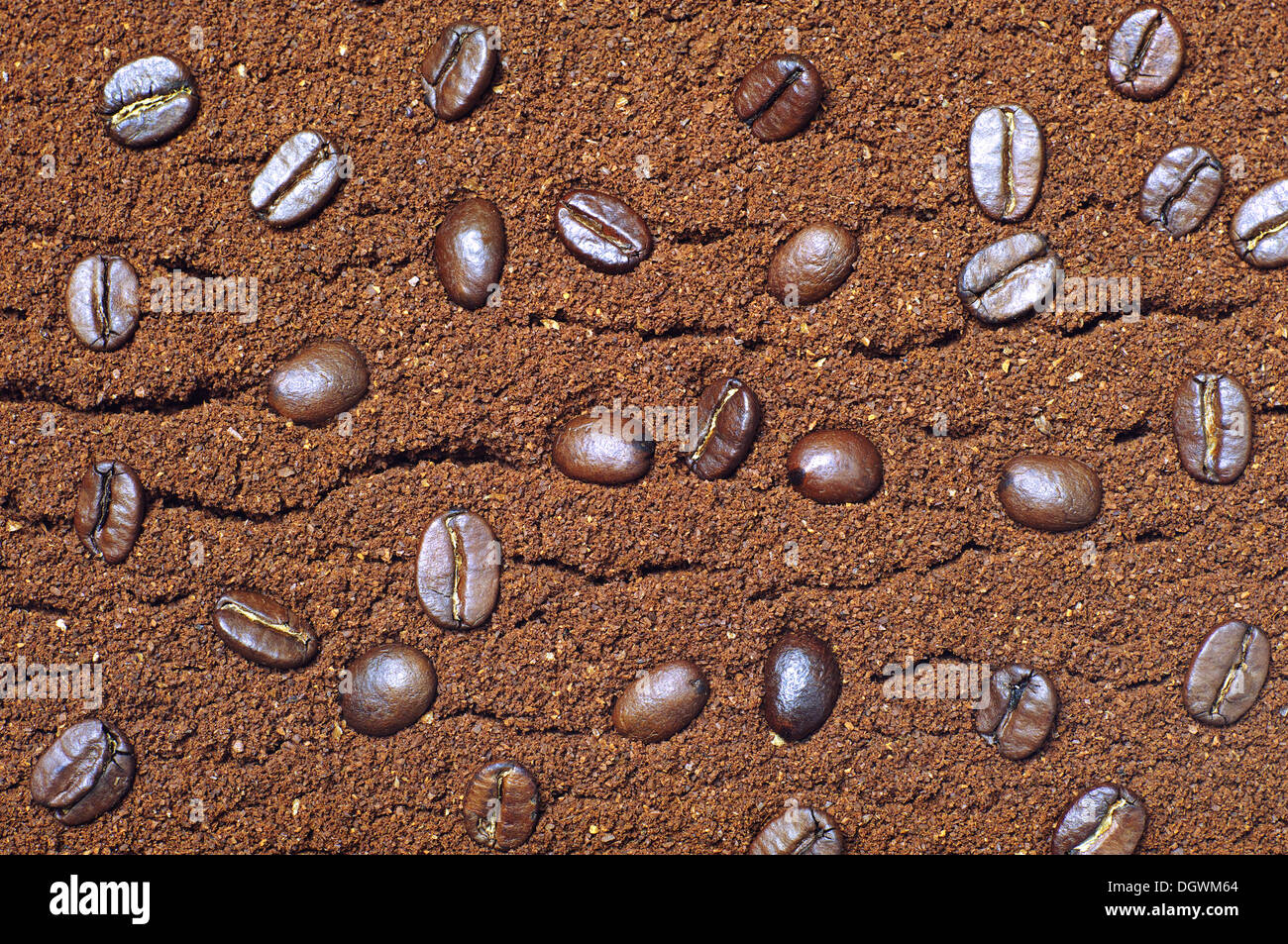Texture of ground coffee and beans Stock Photo - Alamy