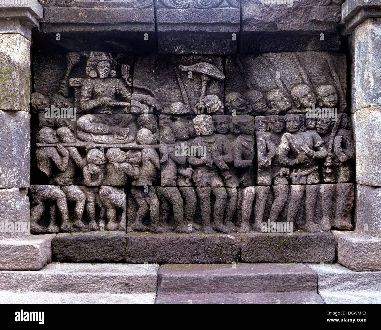 Wall relief of the temple complex of Borobudur, UNESCO World Cultural ...