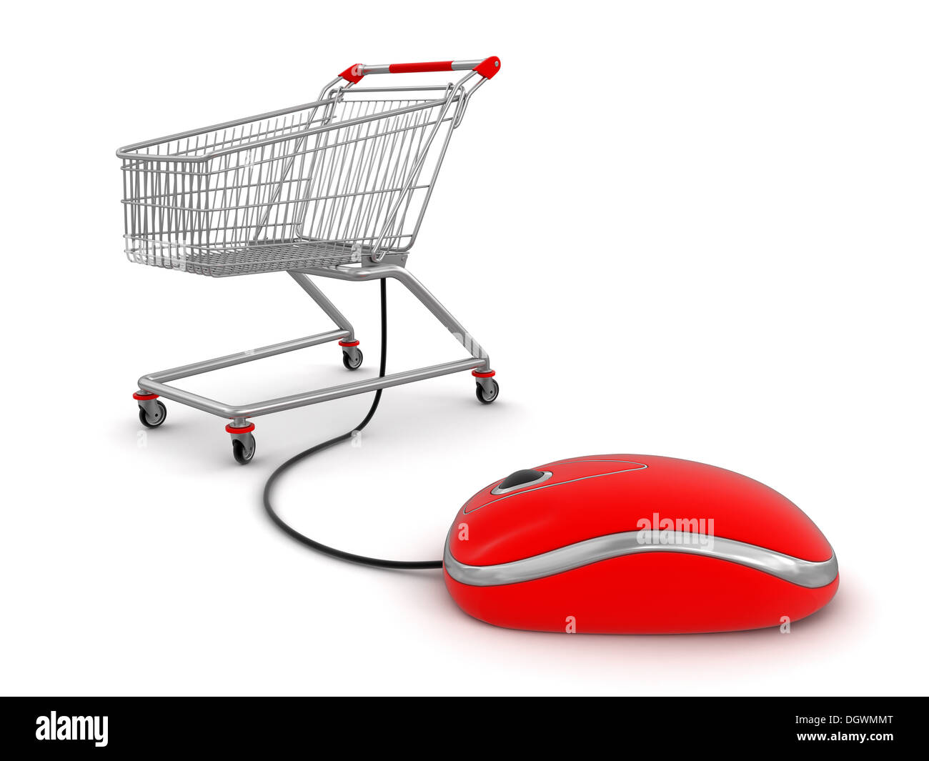 Shopping Cart with computer mouse (clipping path included Stock Photo ...