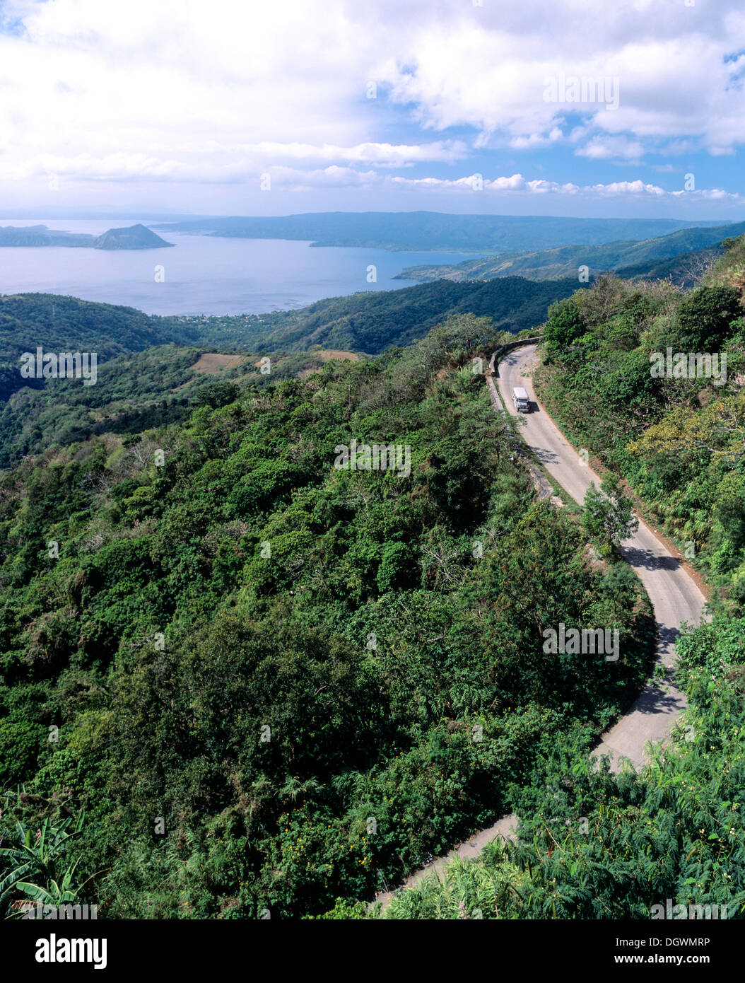 Taal volcano, lake Taal and a road, Batangas, Luzon, Philippines Stock ...
