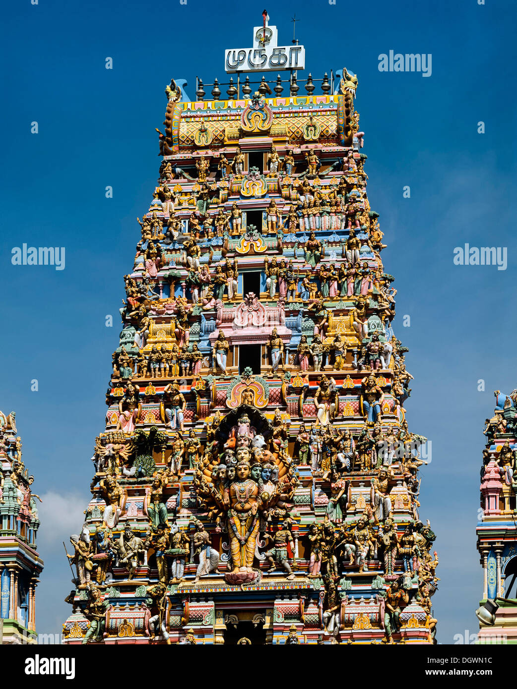 Gopuram or gate tower at the entrance to the Hindu temple of Colombo II ...