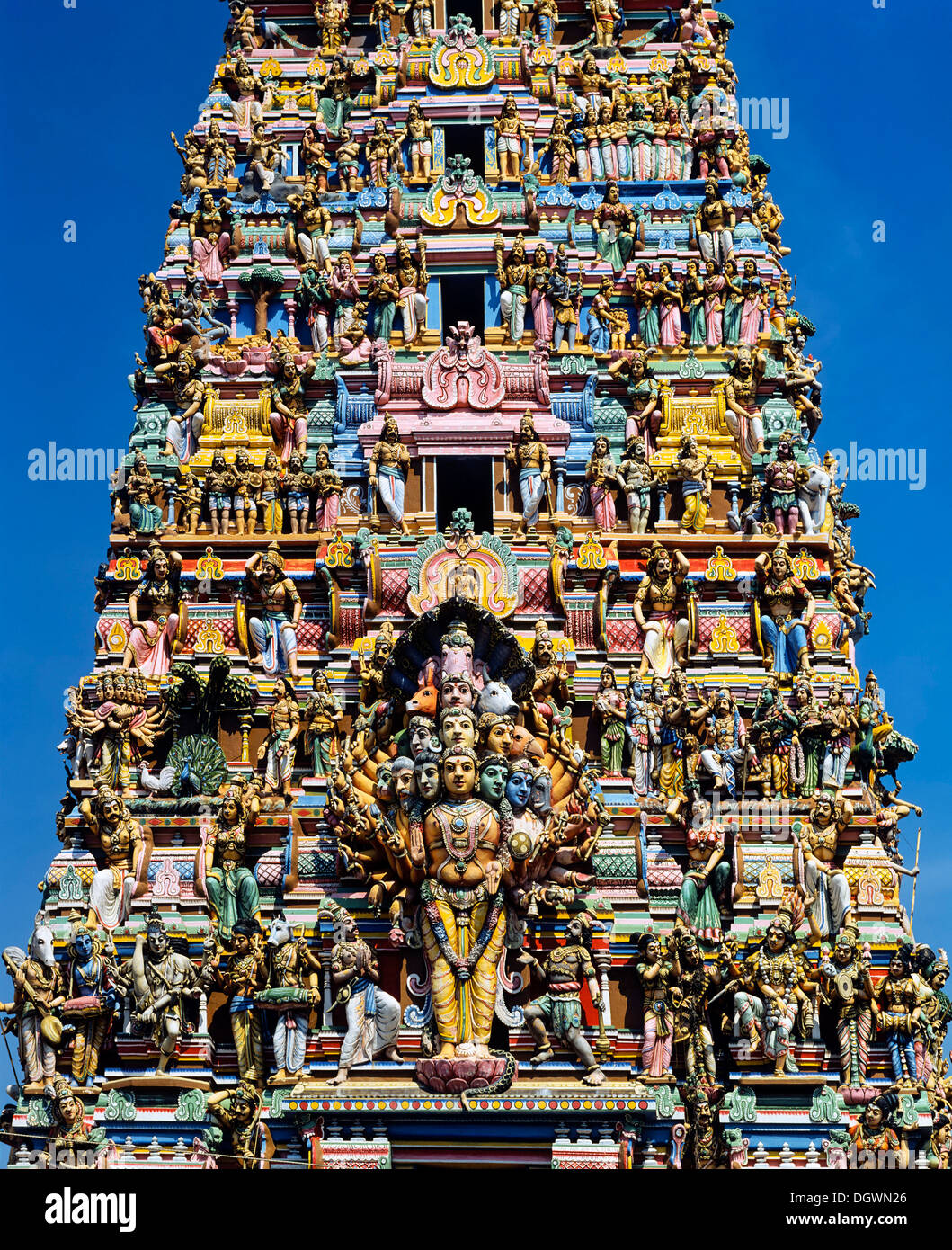 Gopuram or gate tower at the entrance to the Hindu temple of Colombo II ...