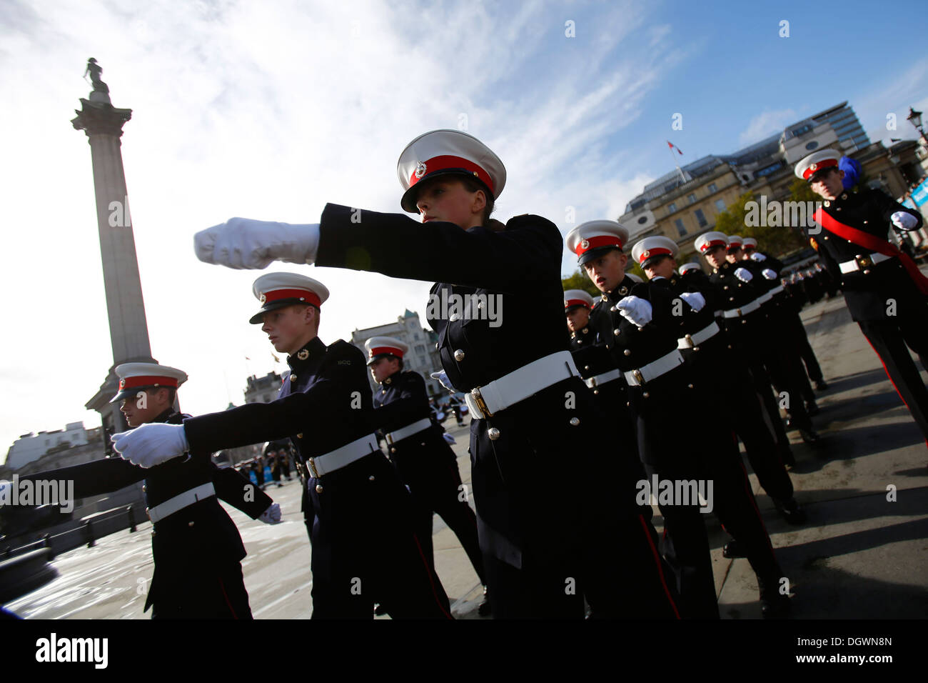 Navy Cadets during the Trafalgar Day Parade at Central London's ...