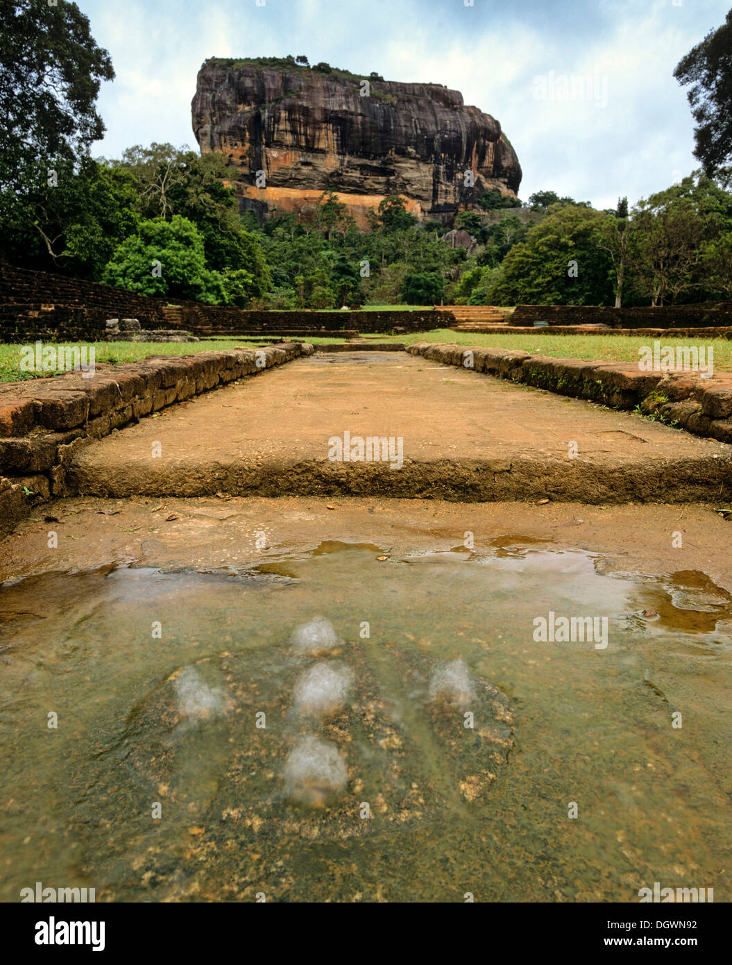 Cistern, spring at the Rock of Sigiriya, Lion Rock, column of rock of ...
