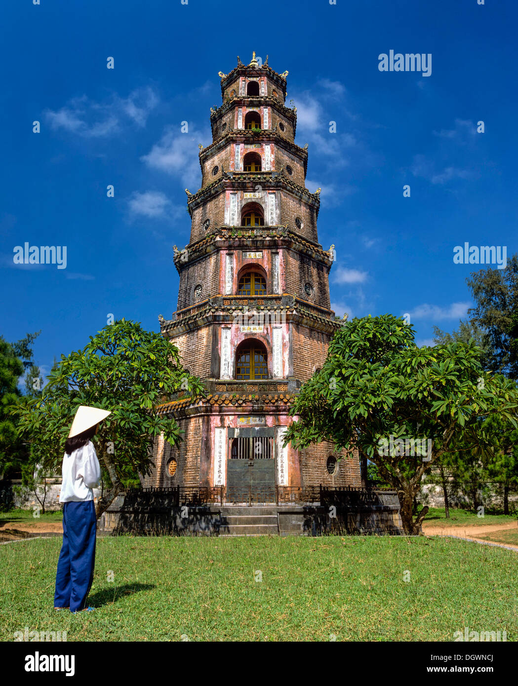 Thien Mu Pagoda, Heavenly Lady Pagoda, woman standing in front of the ...