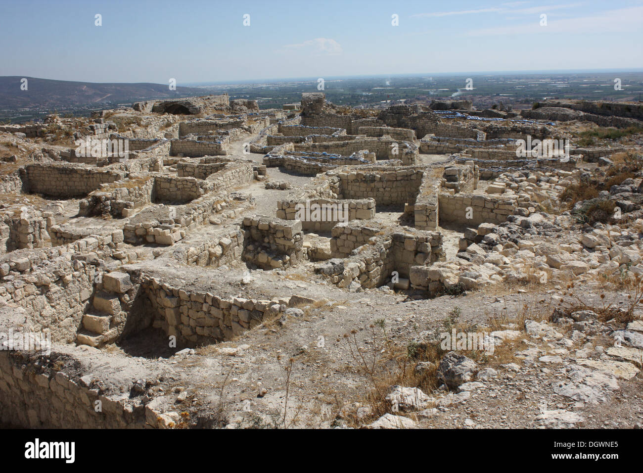 The excavated ruins inside the walls of Silifke castle in Turkey Stock ...