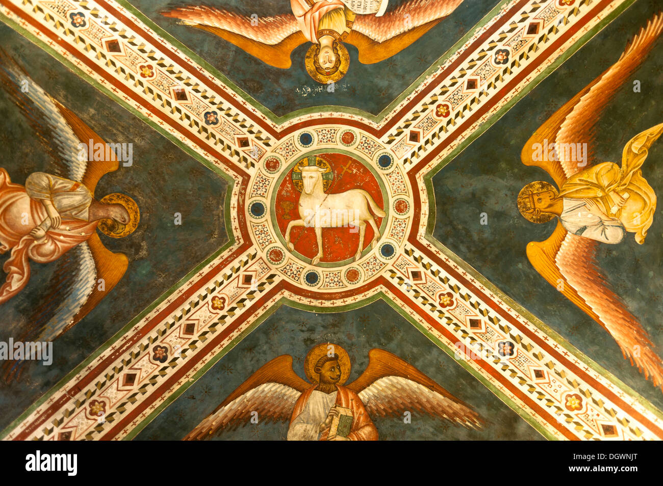 Catholic Christianity, elaborate ceiling painting, fresco, holy lamb ...