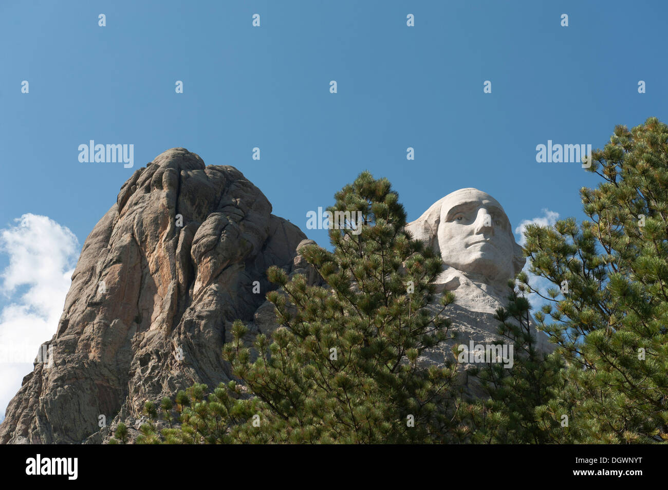 Busts of President George Washington carved in rock, Mount Rushmore ...