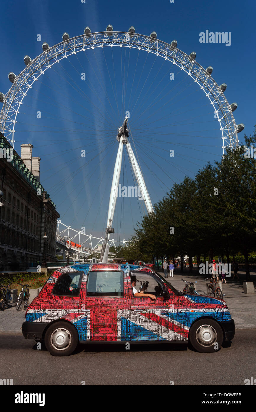 London Eye Ferris wheel, cab with Union Jack design, London, England ...