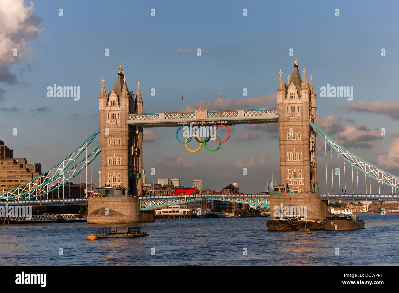 Olympic Rings on Tower Bridge, Thames, London, England, United Kingdom ...