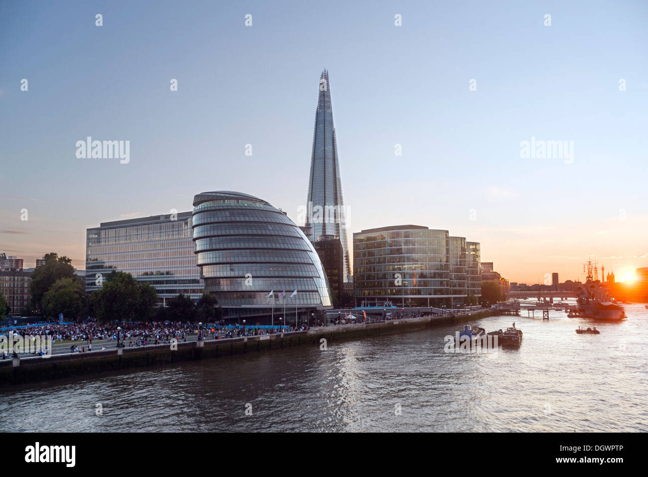 The Shard Tower, City Hall, River Thames, view from Tower Bridge at ...