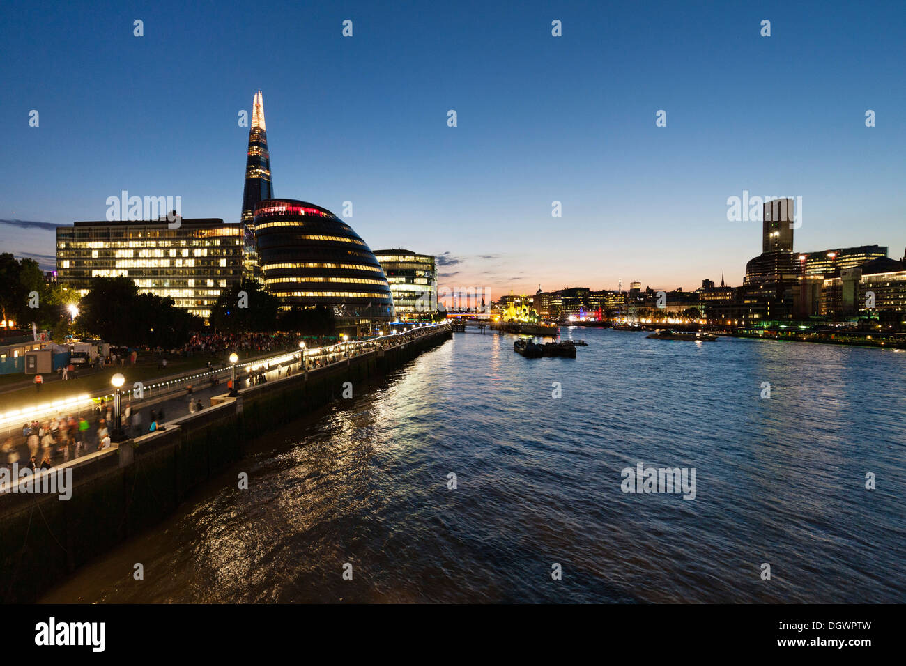 The Shard Tower, City Hall, River Thames, view from Tower Bridge at ...