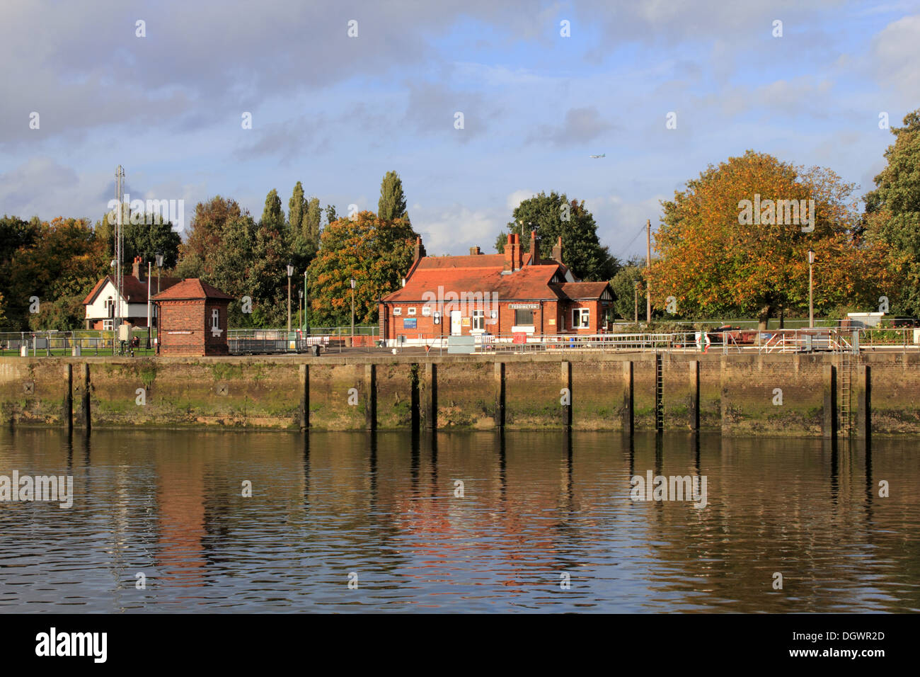 Teddington lock on the River Thames at Teddington SW London UK Stock ...