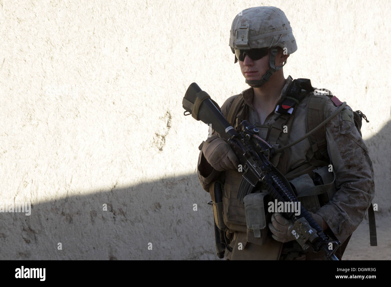 U.S. Marine Corps Lance Cpl. Preston Sanders, a mortarman with India ...