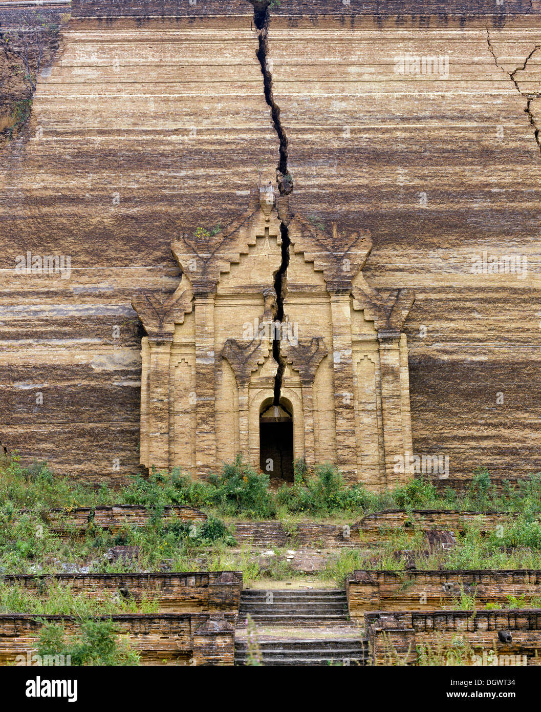 Ruins of the unfinished Mingun Pagoda with a large crack, Mingun ...