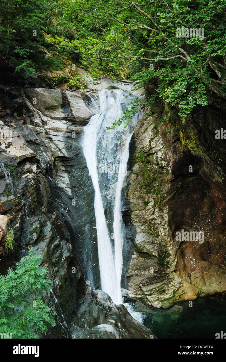 Waterfall in the Swiss Alps Stock Photo - Alamy