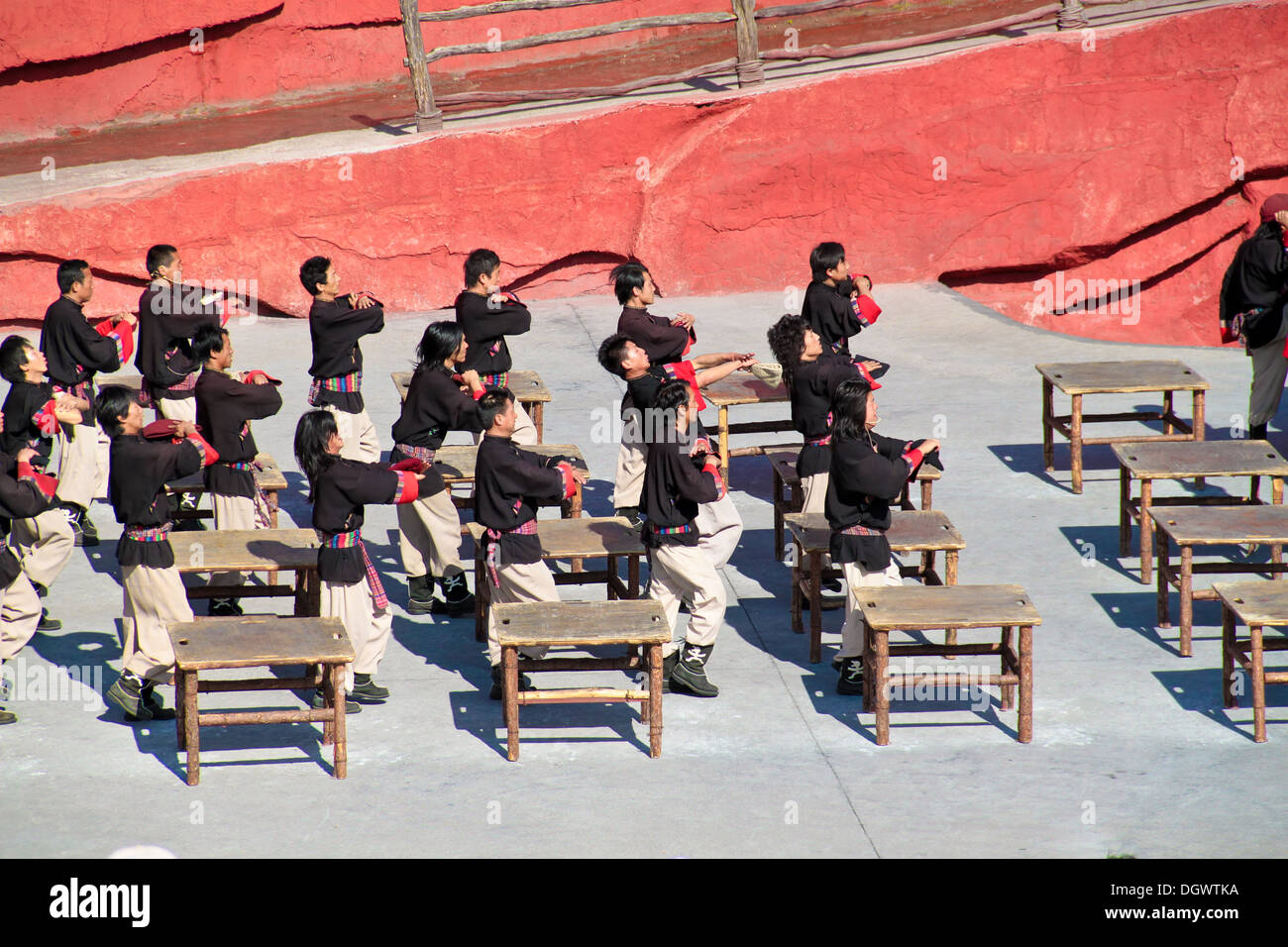 Table dancing act at impression of Lijiang cultural show highlighting ...