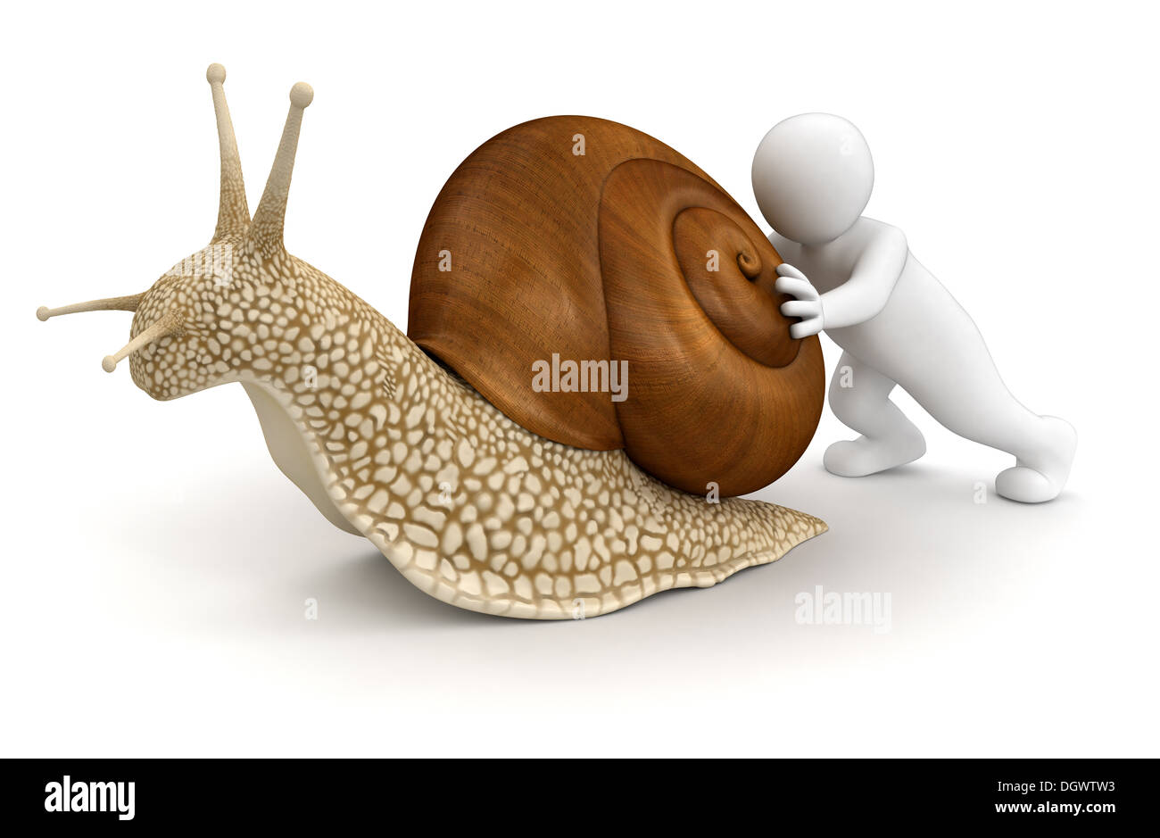 Man with snail (clipping path included Stock Photo - Alamy