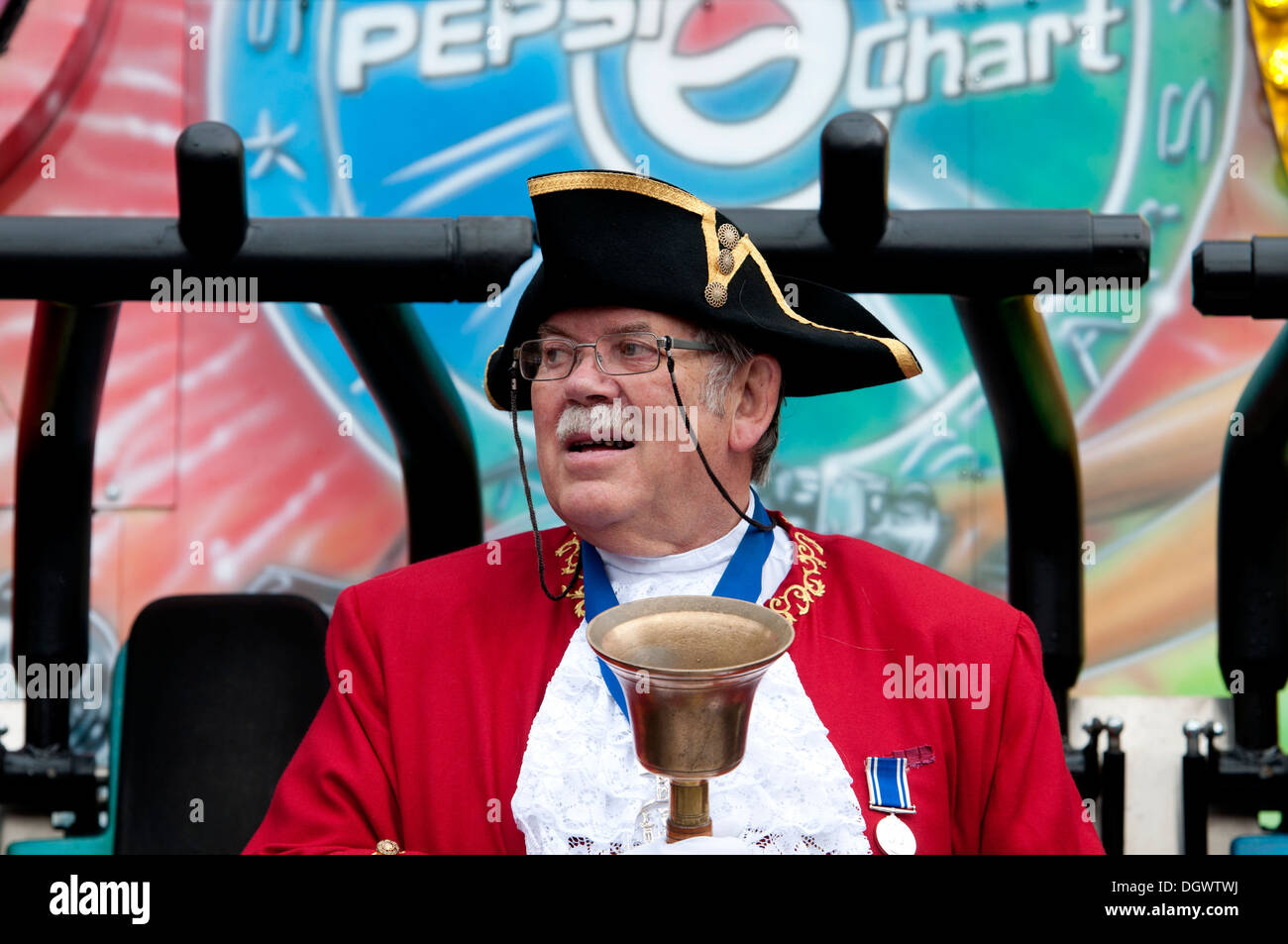 The Town Crier at the official opening of Warwick Mop fair Stock Photo ...