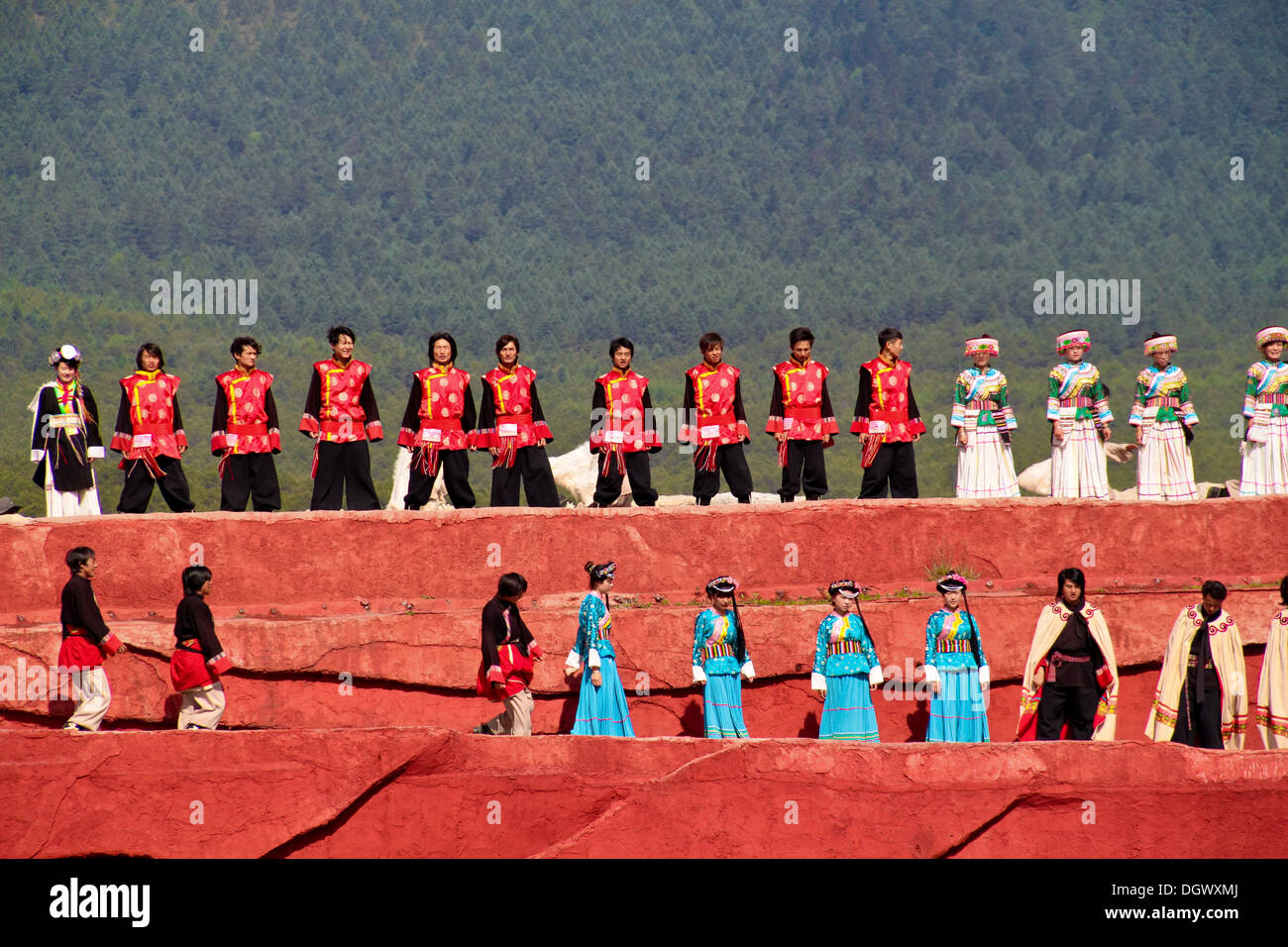 Dancers wearing various minority dressing line up at impression of ...