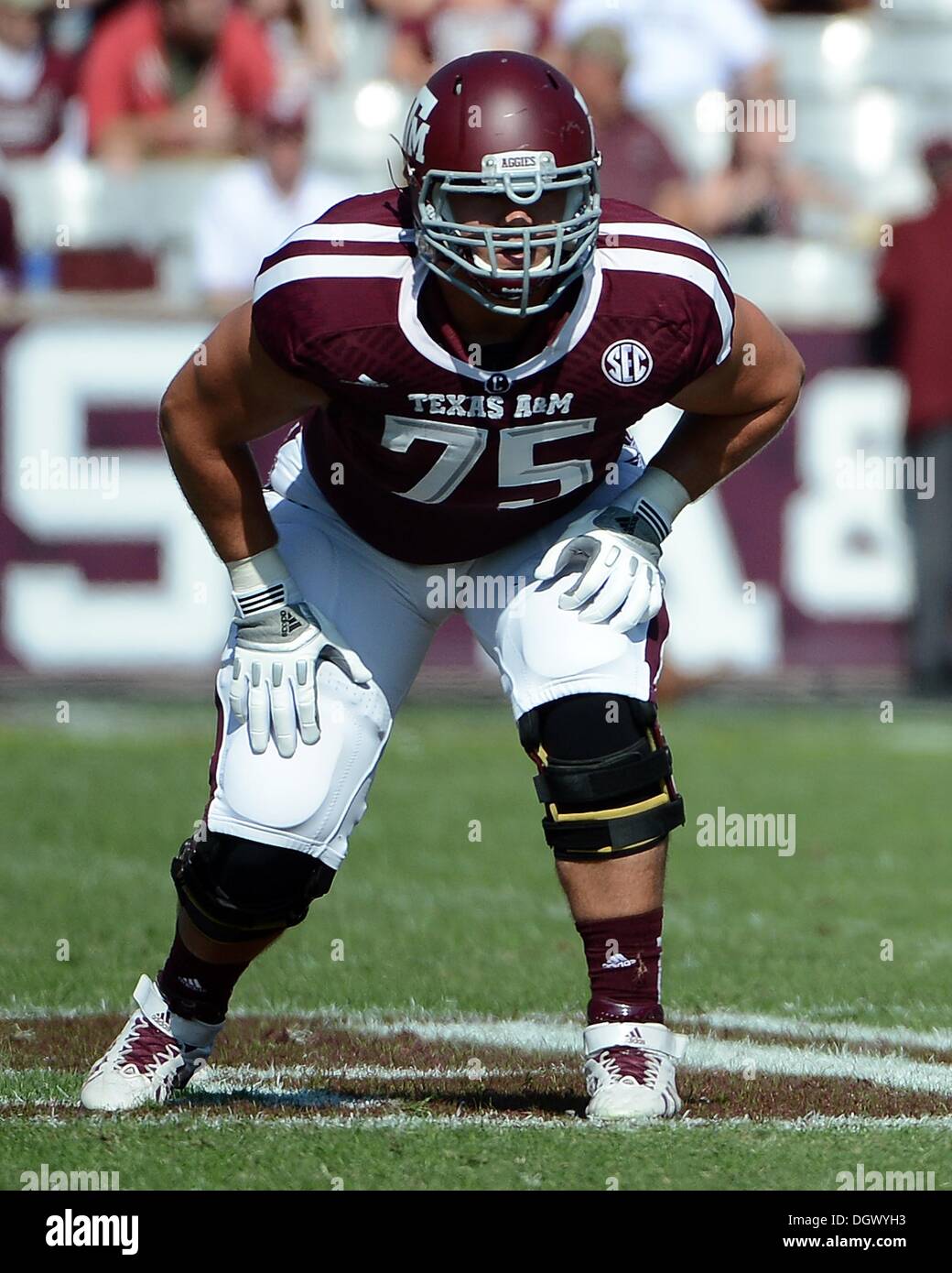 Oct 26, 2013. Jake Mathews #75 of the Texas A&M Aggies in action vs the ...