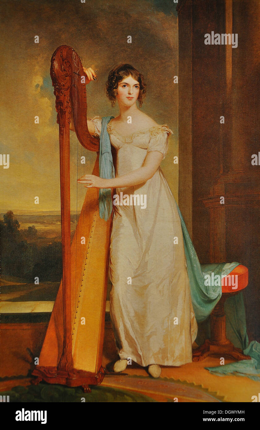 Lady with a Harp: Eliza Ridgely - by Thomas Sully, 1818 Stock Photo - Alamy