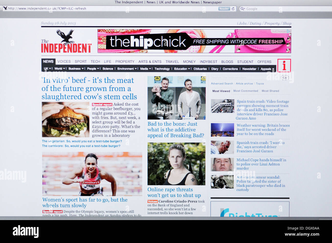 The Independent online news website on computer screen Stock Photo - Alamy
