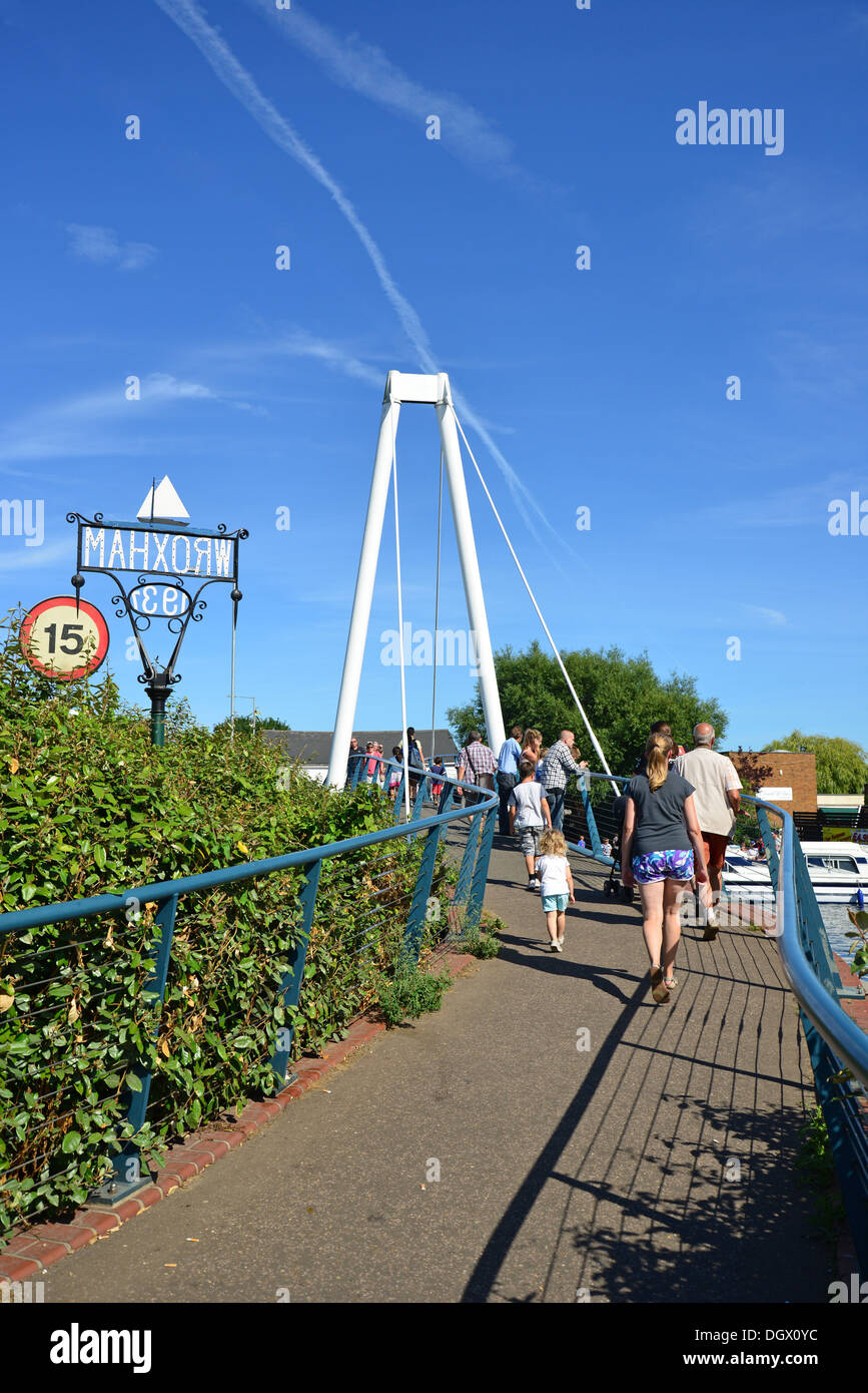 Footbridge over River Bure, Wroxham, Norfolk Broads, Norfolk, England ...