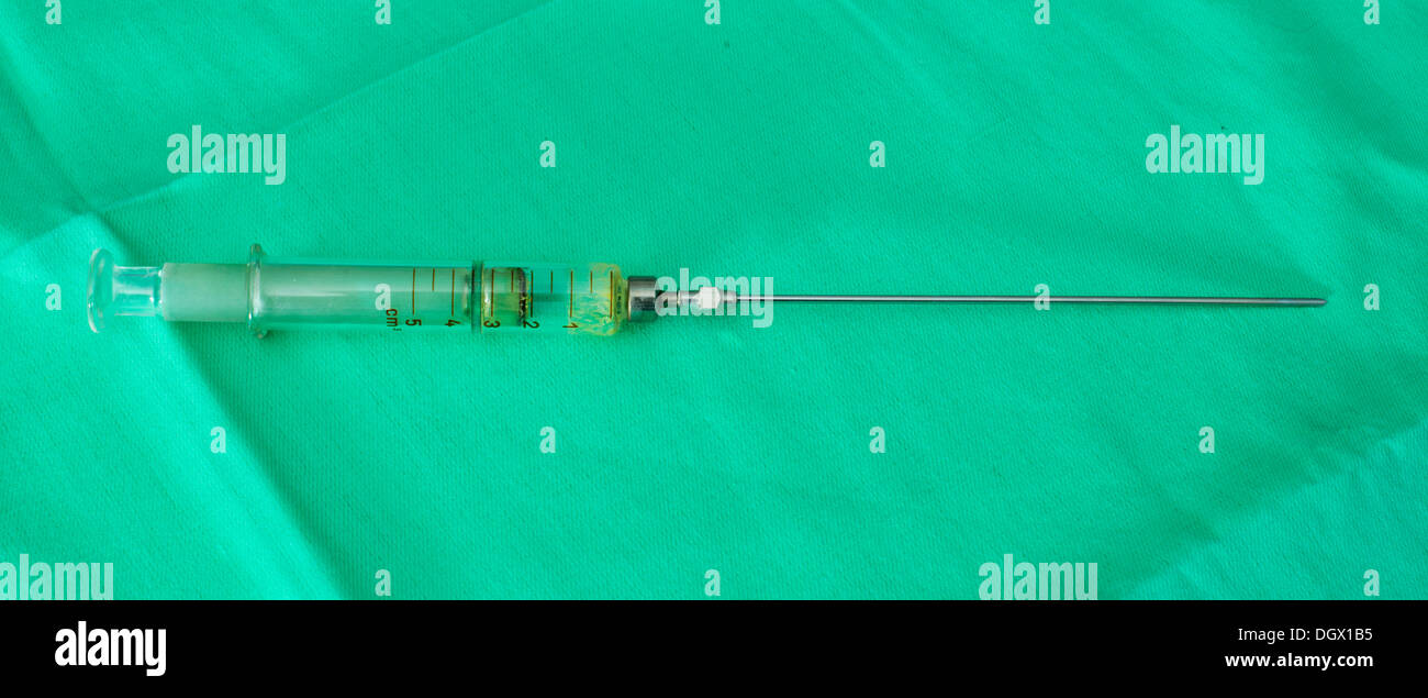 Big Glass syringe. Authentic image Stock Photo - Alamy
