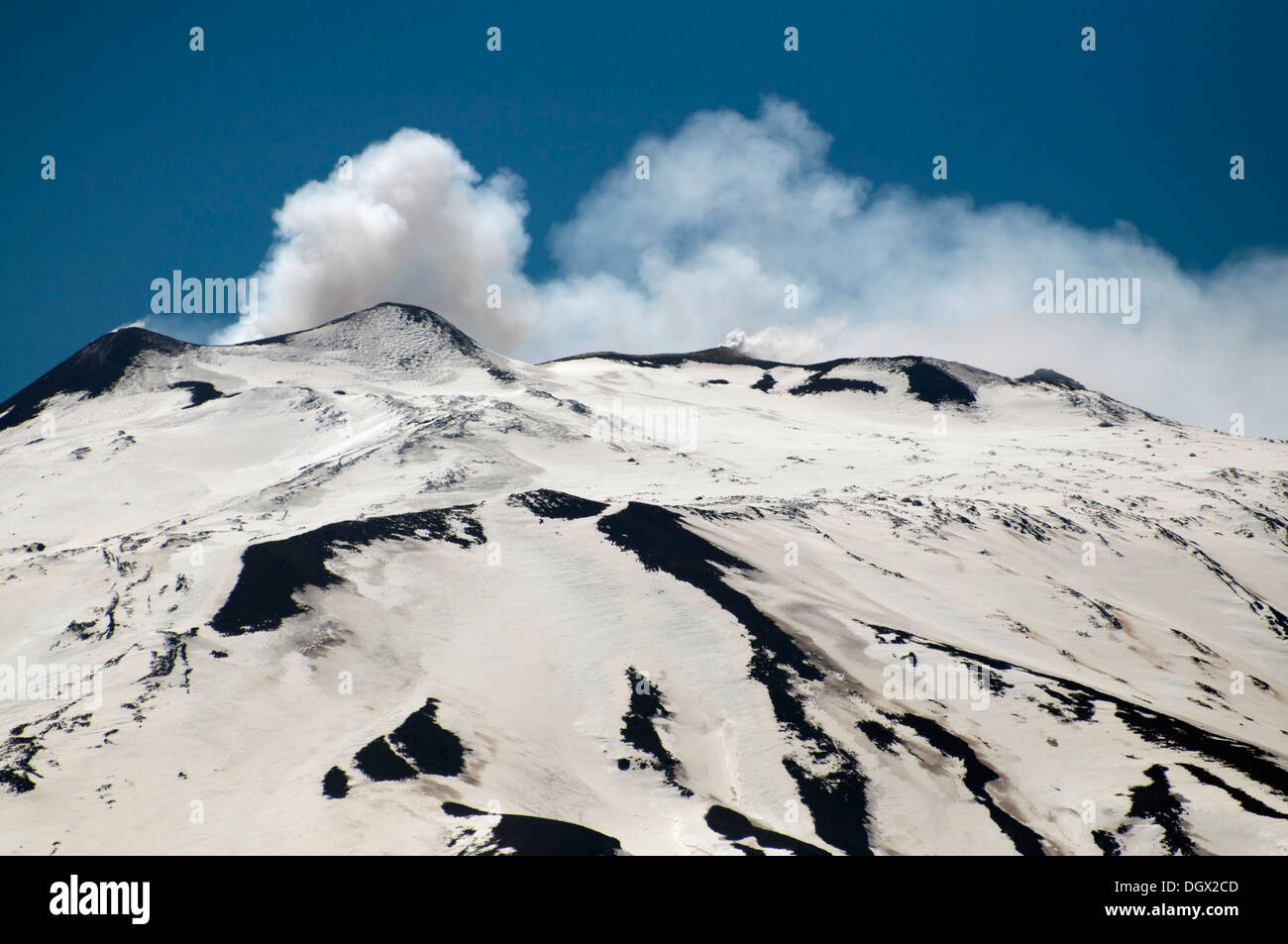 Mount Etna with smoke rising, active volcano, Sicily, Italy, Europe ...