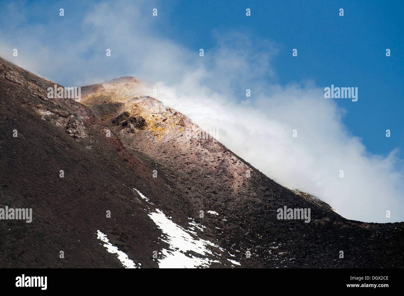Mount Etna with smoke rising, active volcano, Sicily, Italy, Europe ...